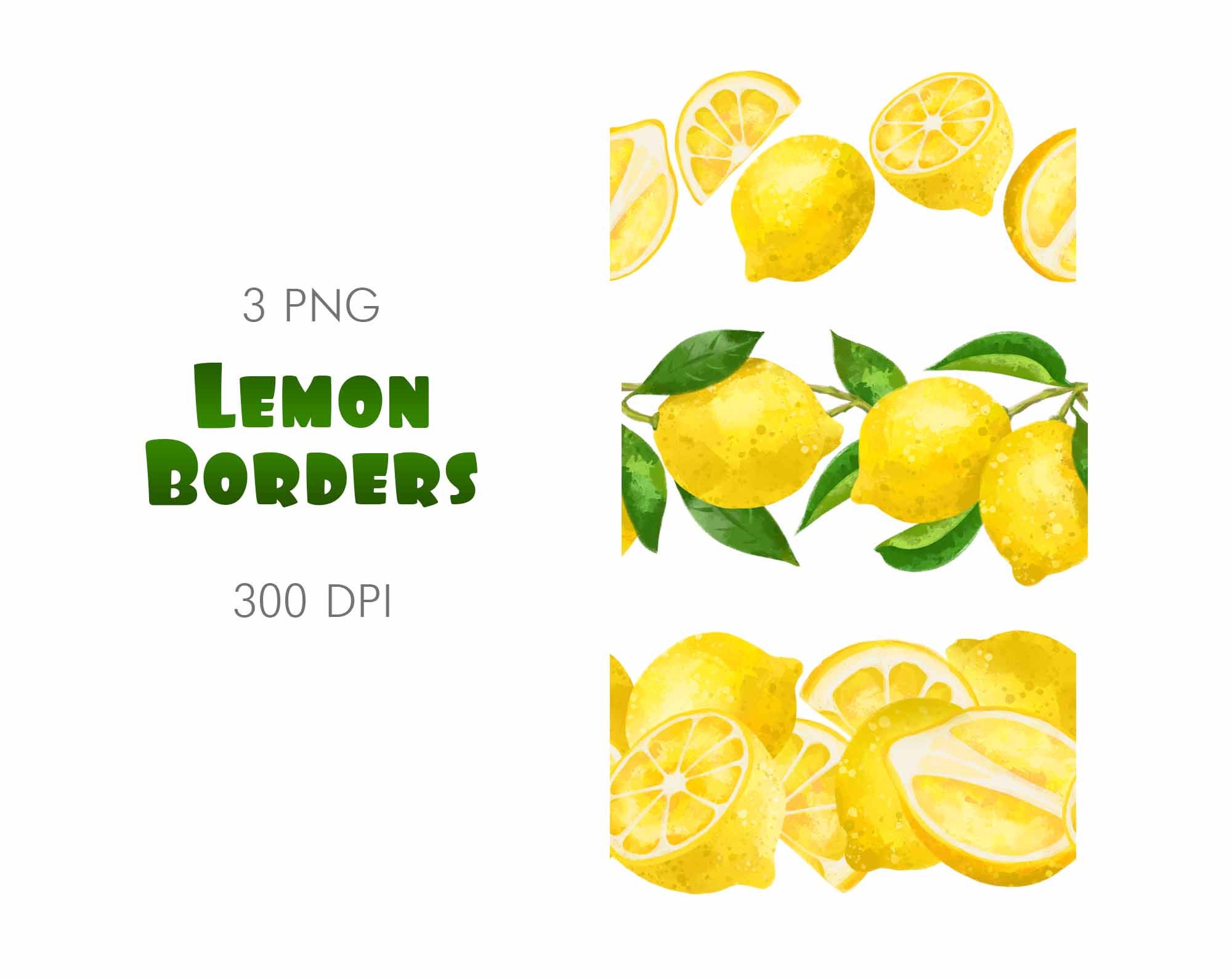 Lemon Png Clipart Digital Download,lemon Border Seamless Files Png ...
