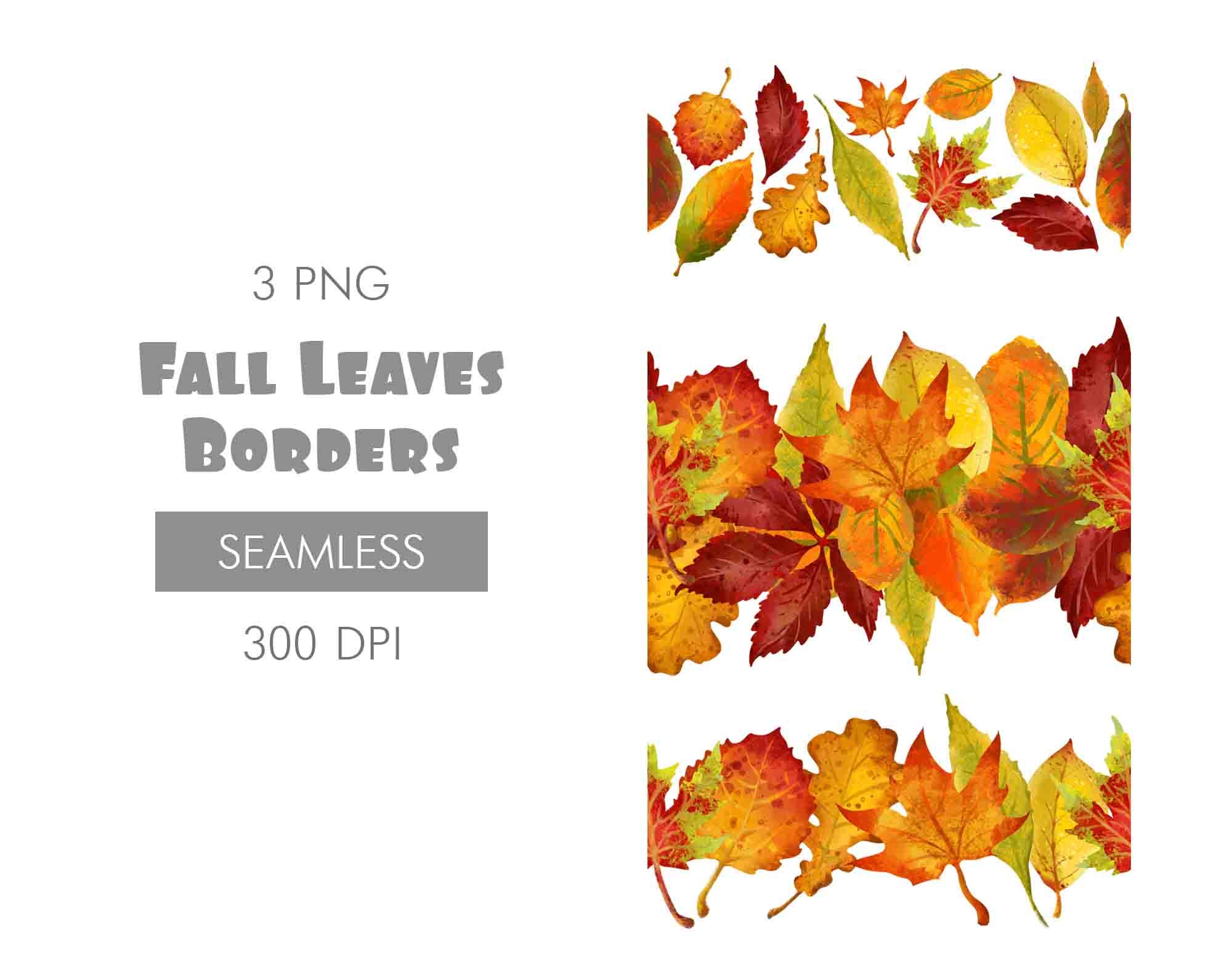 Fall Borders Png Clipart,leaf Digital Seamless Border,watercolor Autumn ...