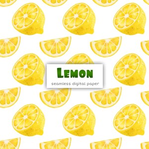 Lemon Digital Paper and Watercolor Seamless Pattern,digital Scrapbook ...
