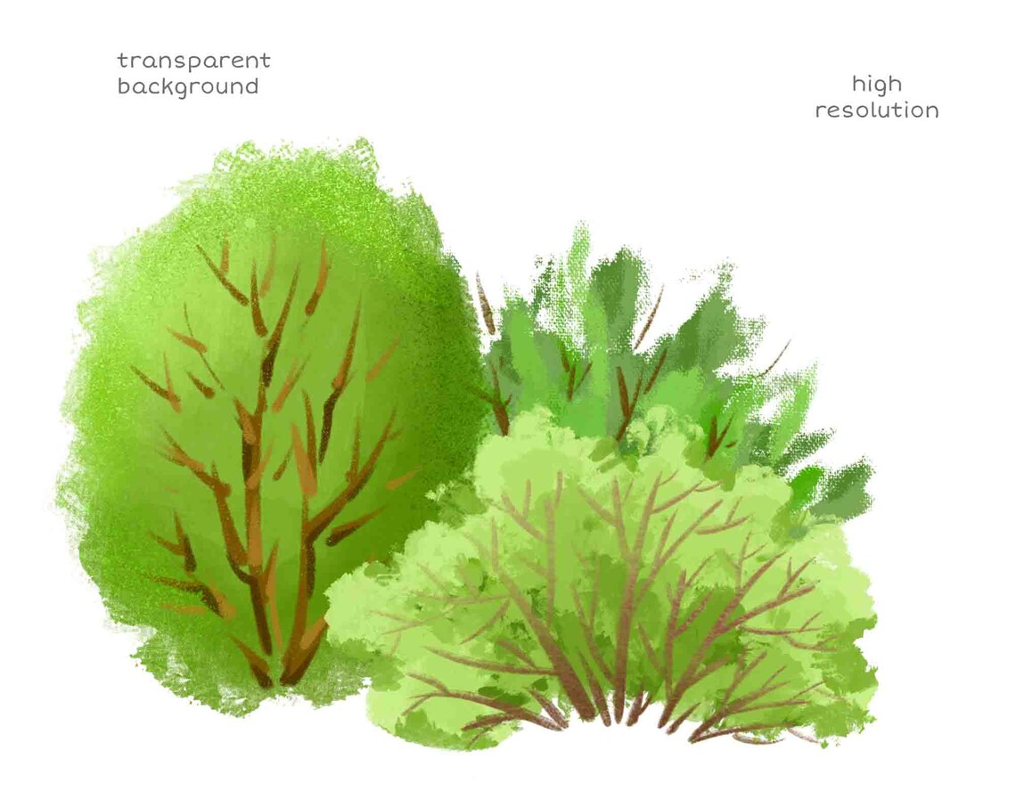 Cute Bushes Png Clipart Commercial Useshrub Digital File | Etsy