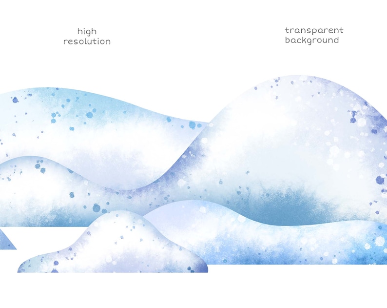 Winter Digital Clipart Snowdrift Pngsnowy Hills Clipart | Etsy