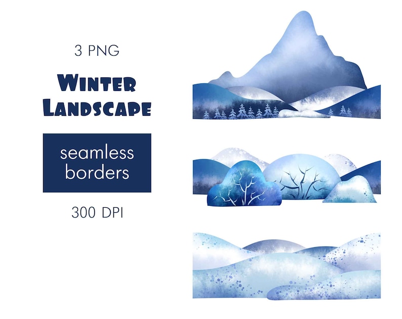 Winter Border Png Clipart Digital Downloadseamless Border - Etsy