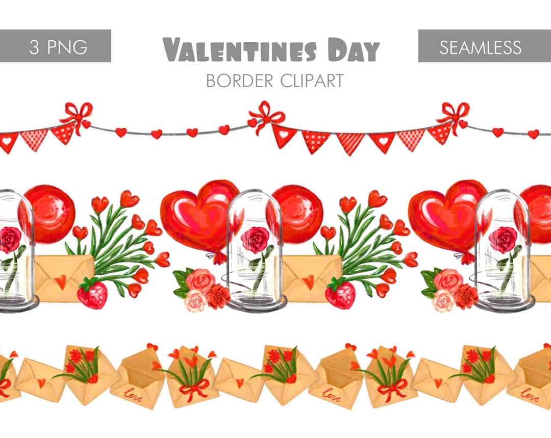 Valentines Day Clipart Png Seamless Border,love Clipart Digital ...