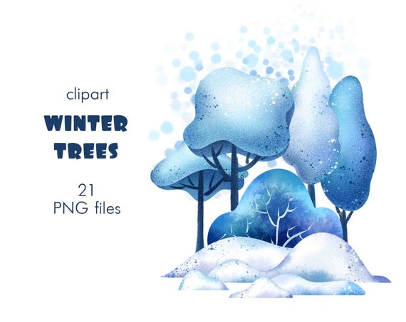 Winter Trees Clipart Pngchristmas Landscape Digital - Etsy