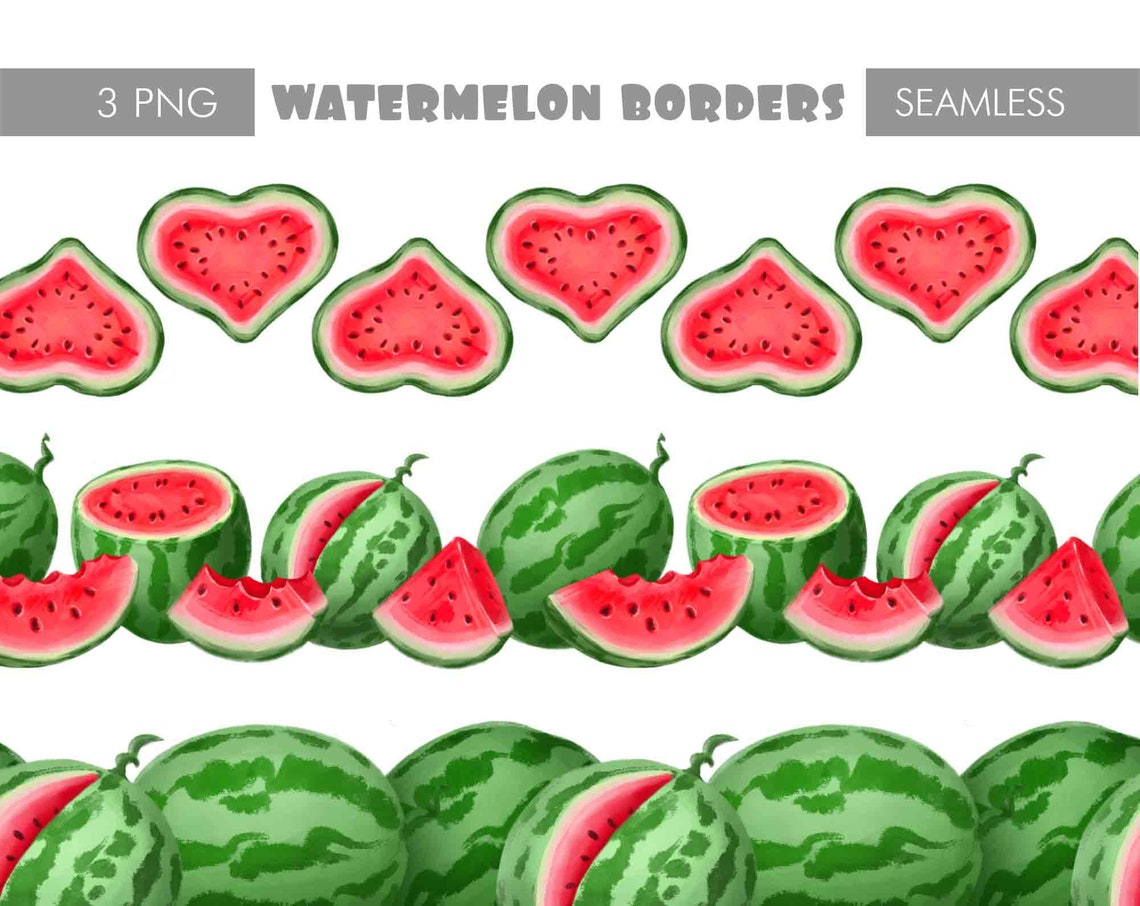 Watermelon Png Border Clipart Digital Downloadwatermelon - Etsy