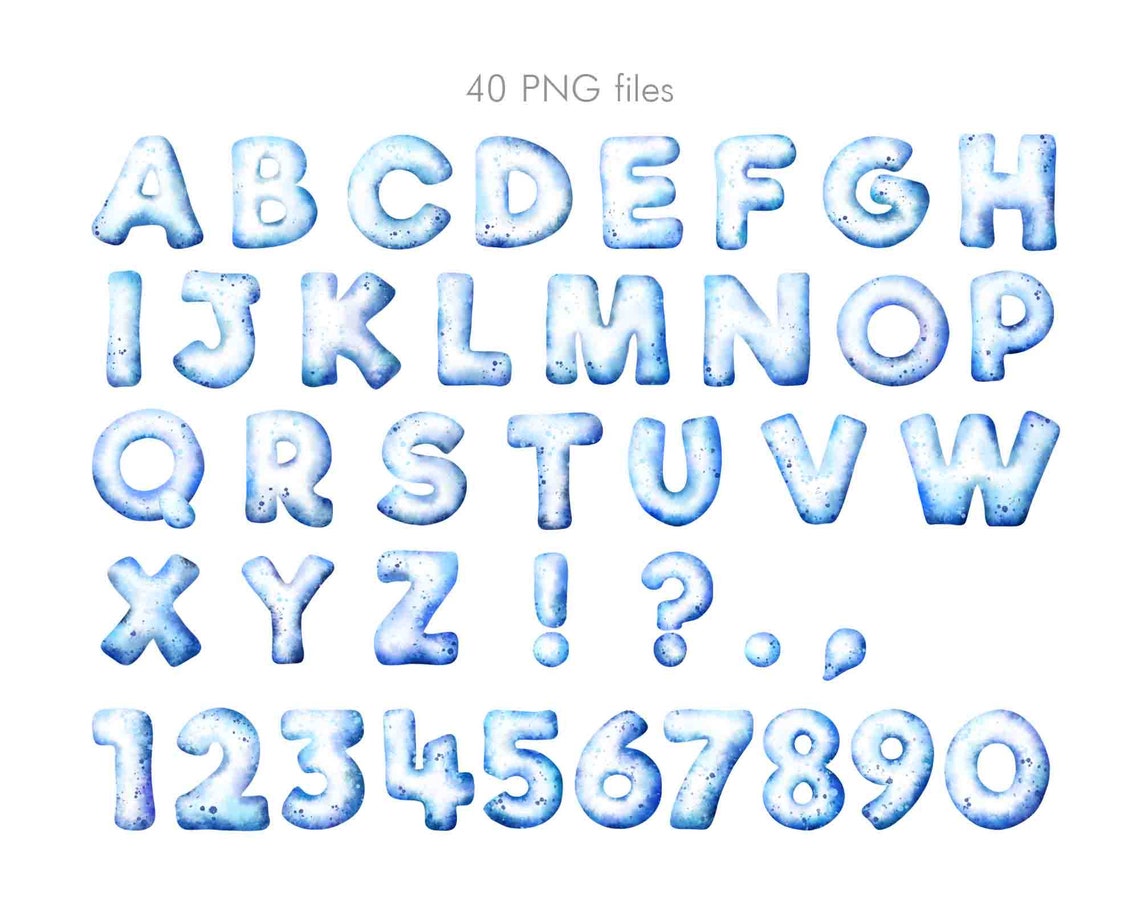 Winter Alphabet Clipart Snow Letters and Numbers Png - Etsy