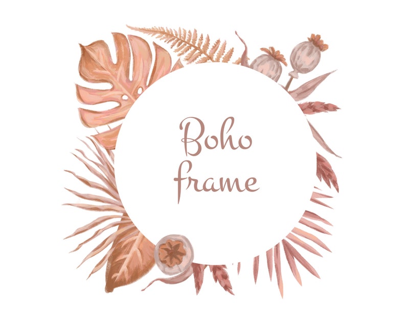 Boho Png Clipart Digital Frames and Seamless Border for Floral - Etsy