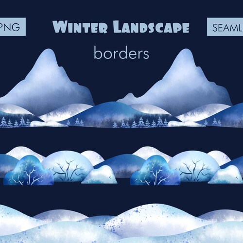 Winter Snow Clipart Christmas Png Border Clipart Winter - Etsy