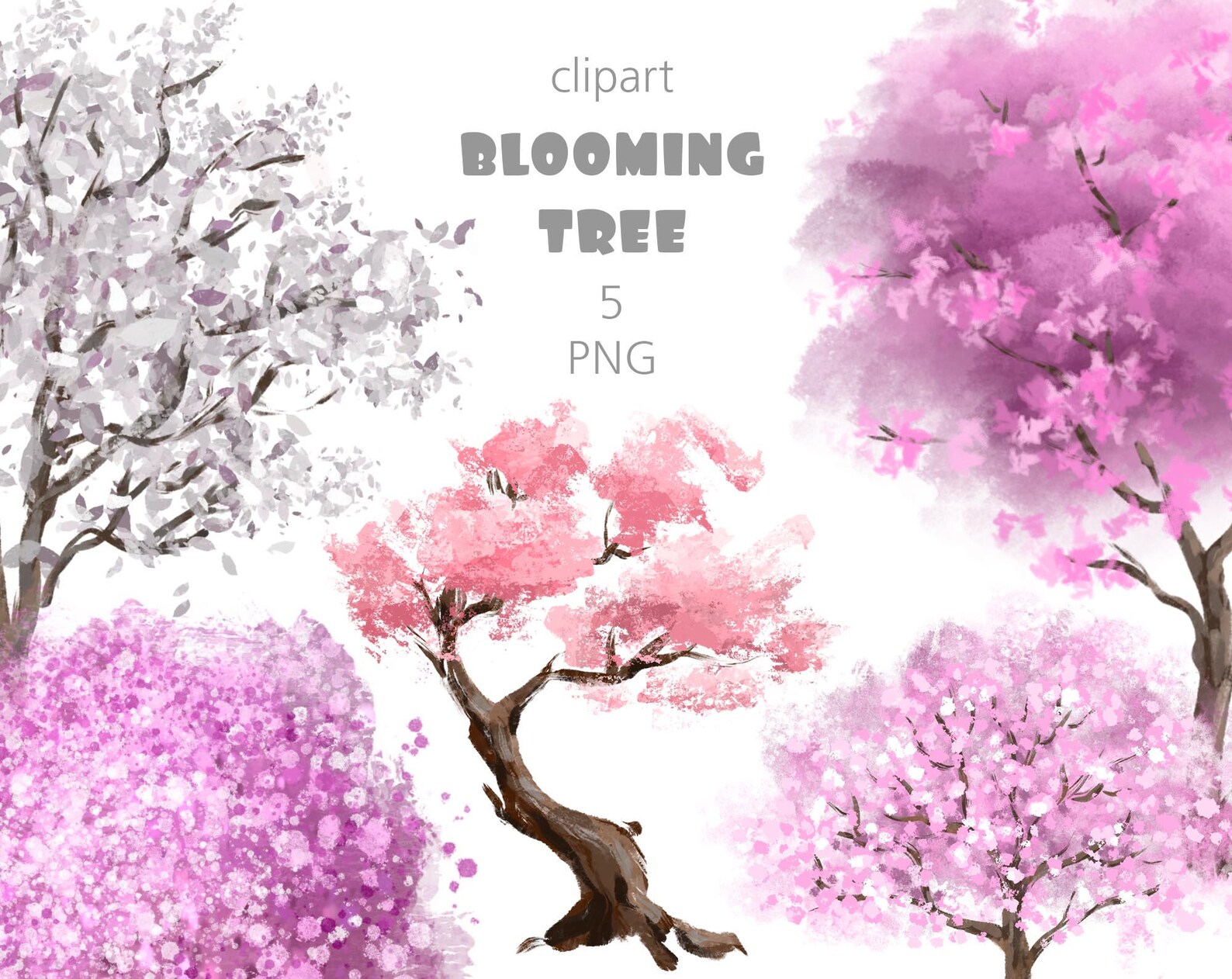 Cherry Blossom Tree Png Clipart Digital Downloadspring - Etsy