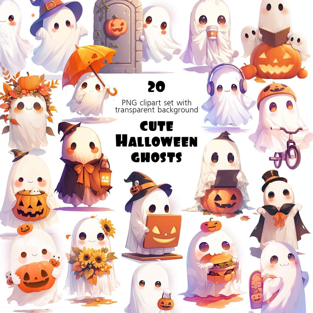 Halloween Ghost PNG Clipart Transparent Background,cute Cartoon Ghosts ...