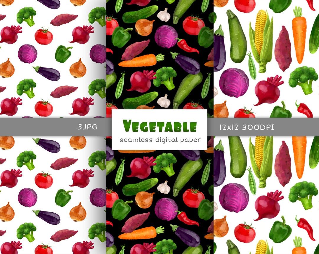 Vegetable Digital Paper Seamless Pattern Commercial Use Digital ...