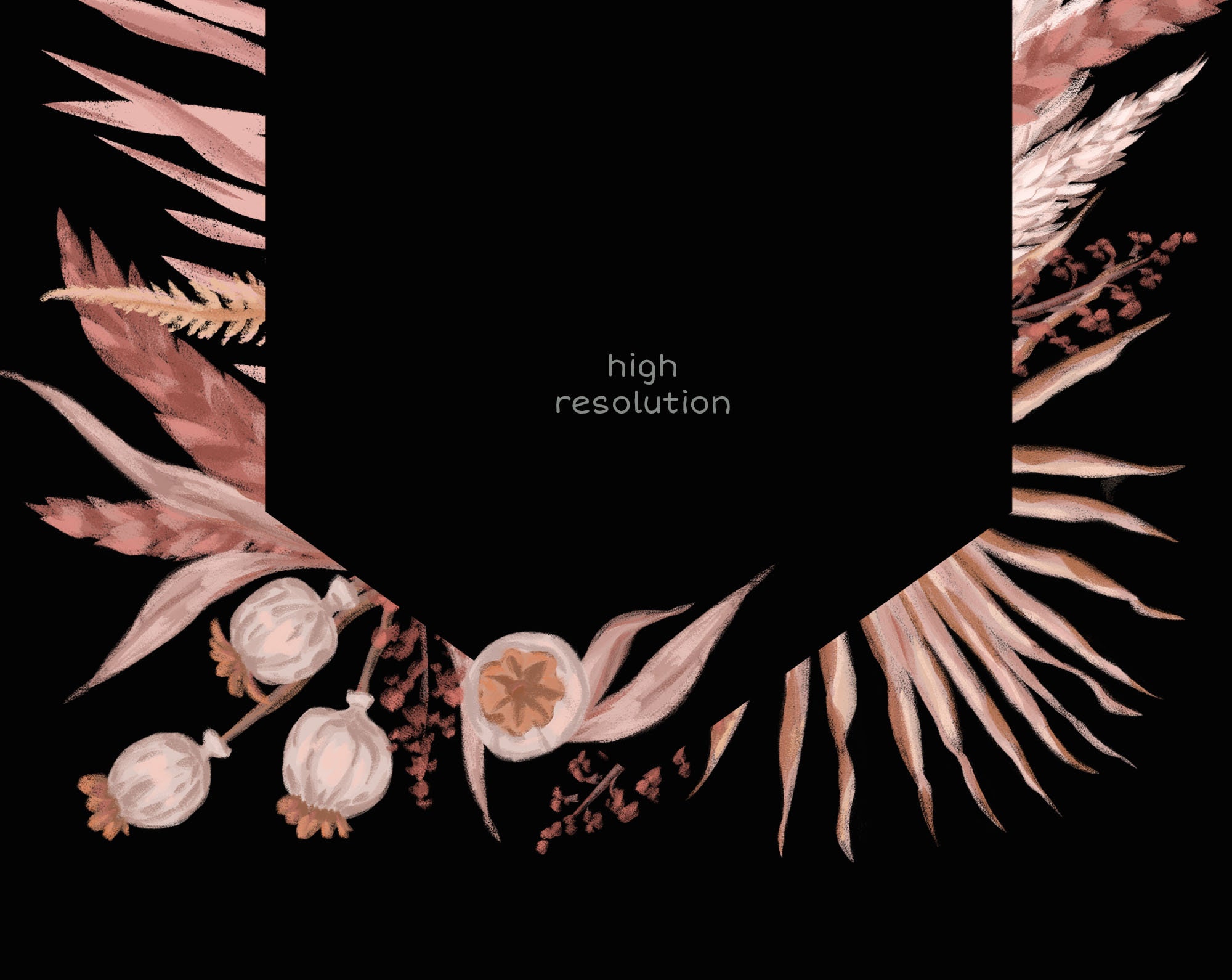 Boho Png Clipart Digital Frames and Seamless Border for Floral | Etsy