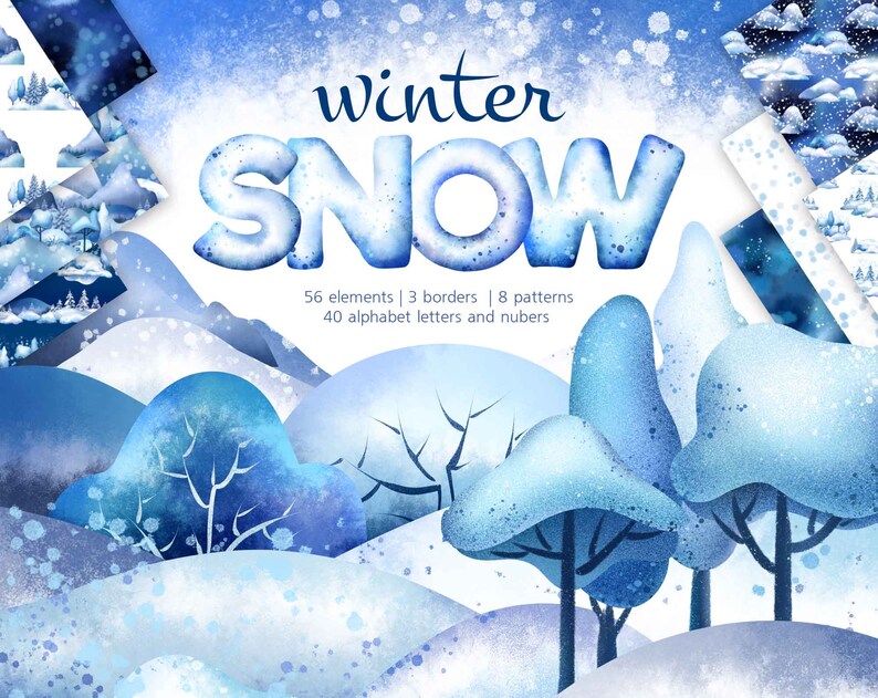 Winter Snow Clipart Christmas Png Border Clipart Winter - Etsy