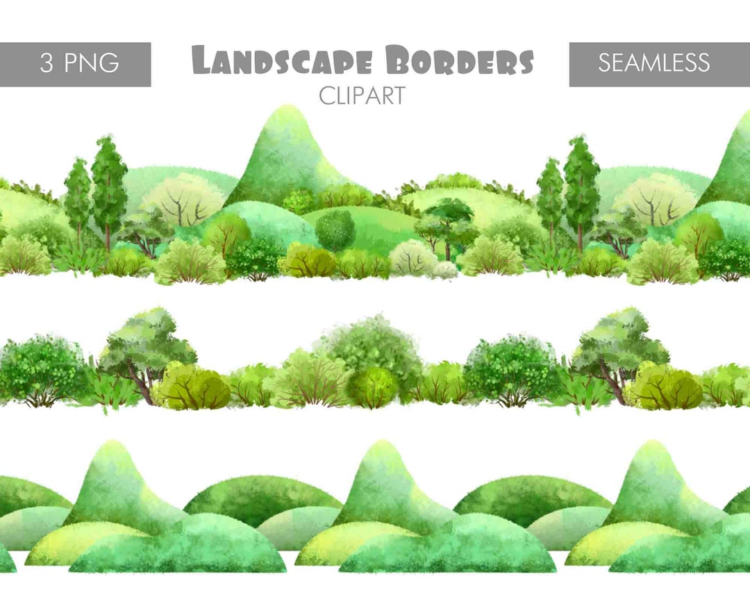 Summer Clipart Png Seamless Landscape Border Png File Digital Download ...