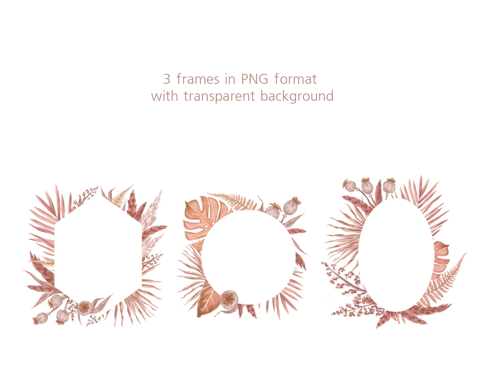 Boho Png Clipart Digital Frames and Seamless Border for Floral | Etsy