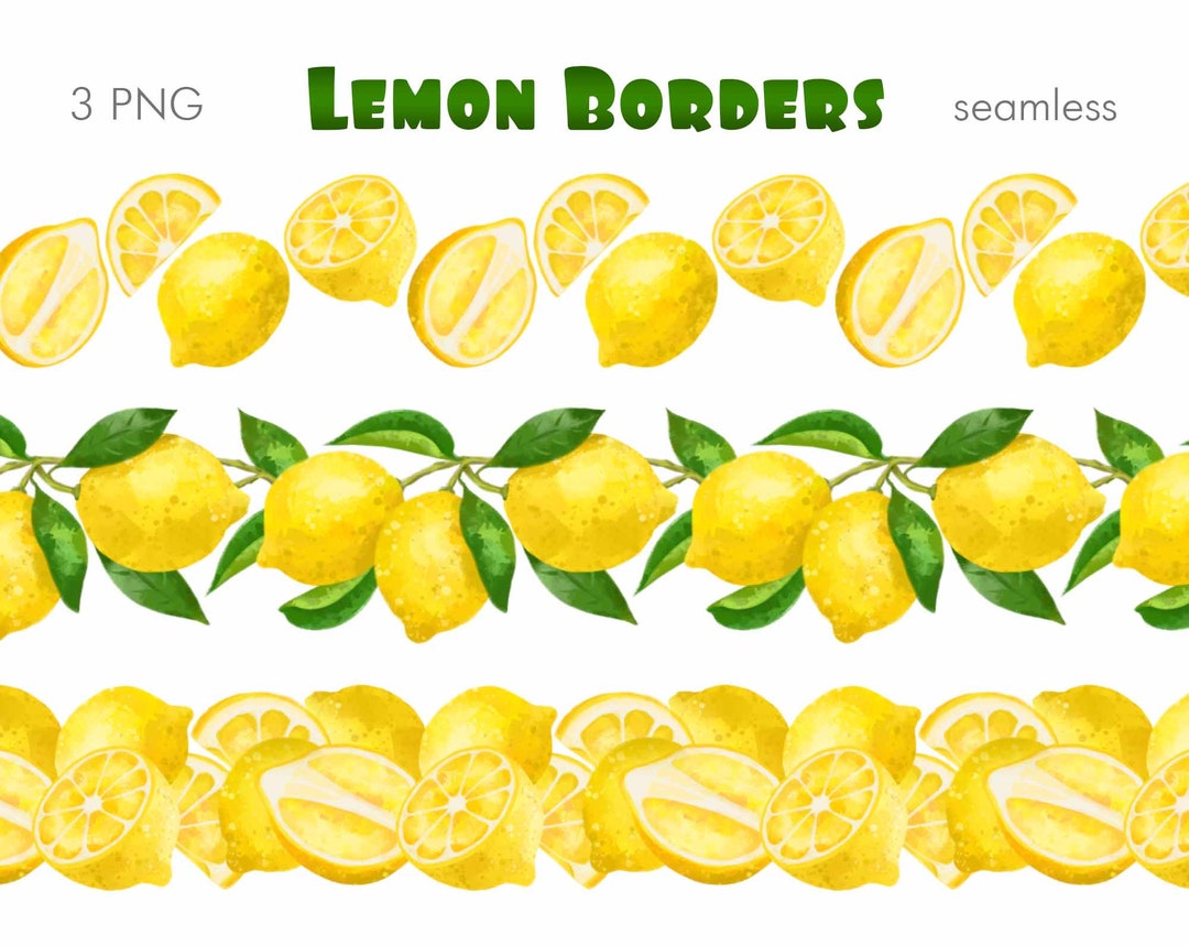 Lemon Png Clipart Digital Download,lemon Border Seamless Files Png ...