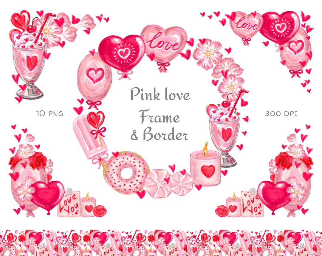 Valentines Day Png Clipart,valentine Seamless File Border Png,pink ...