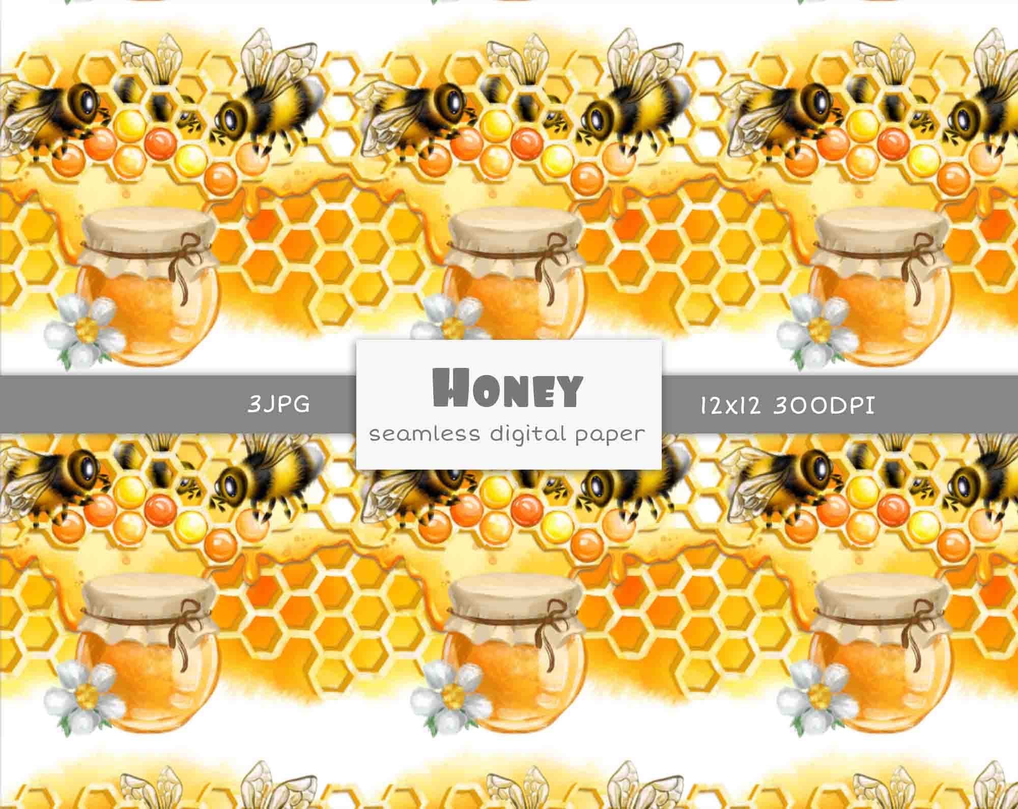 Honey Digital Paper Pack Bee Seamless Patternhoney Digital - Etsy