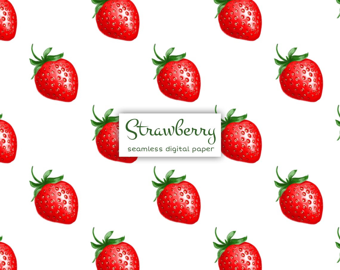Strawberry Digital Paper and Summer Seamless Patternberry - Etsy