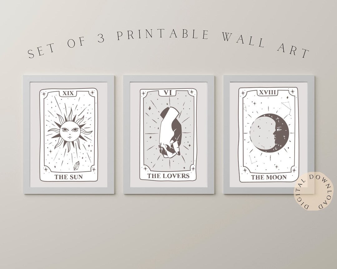 Tarot Poster Trio Tarot Cards Tarot Poster Set Trendy Wall - Etsy