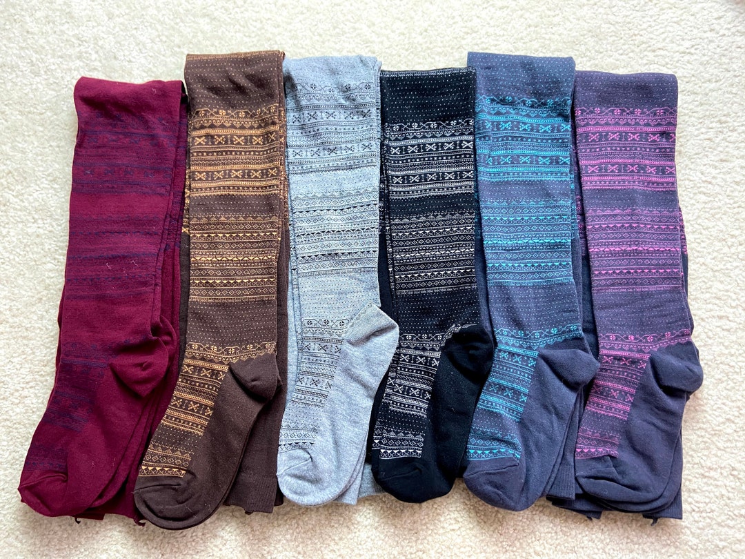 Fair Isle Soft Knitted Tights for Women Socks Pantyhose, Tights Pattern ...
