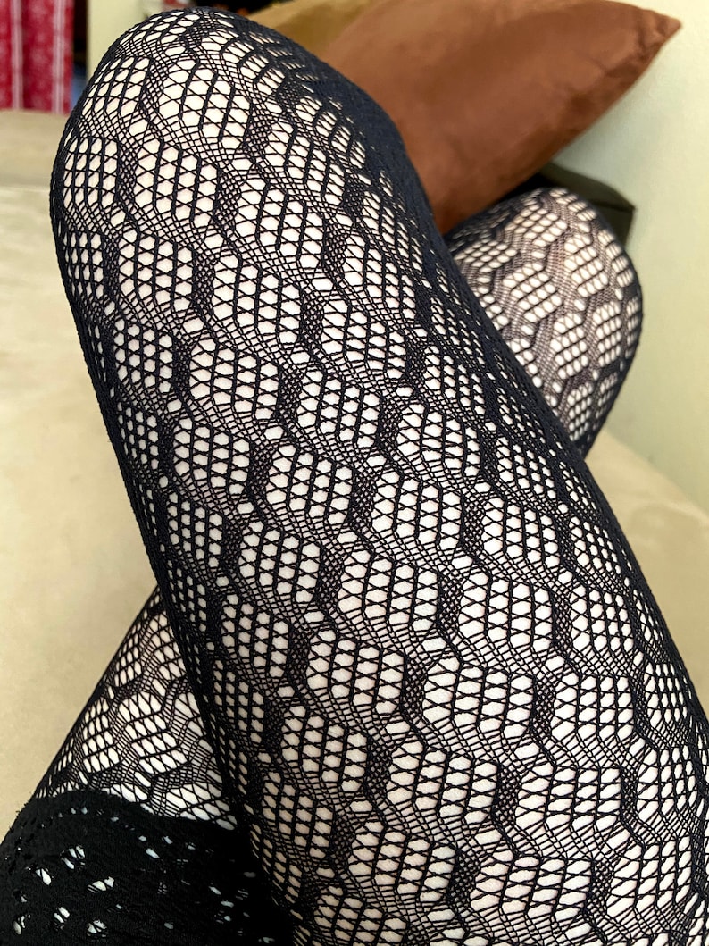 Black Geometric Pointelle Tights Pantyhose Women Gift for Her - Etsy