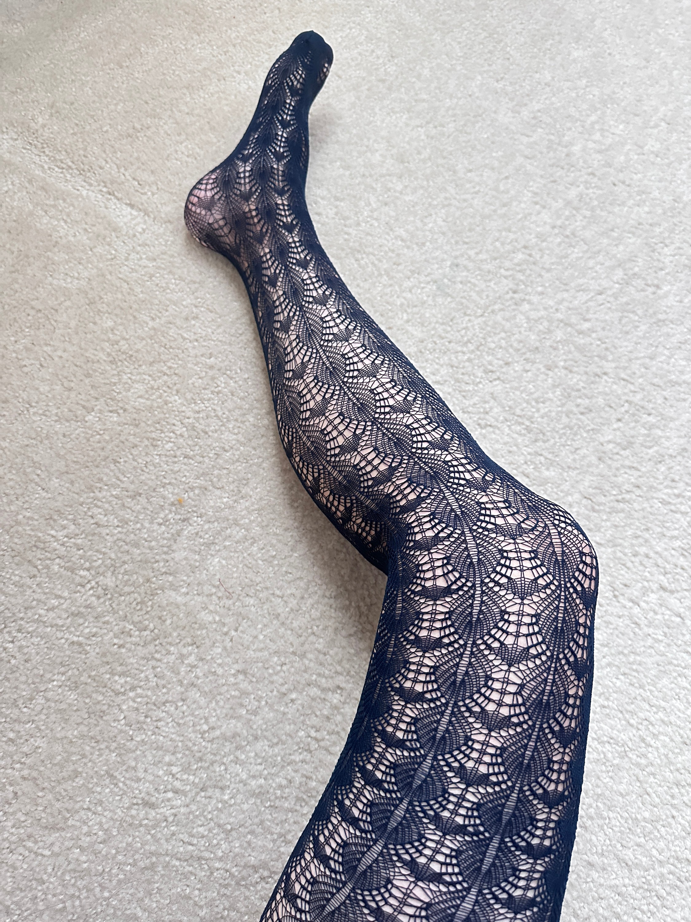 Tights for Women Lines Mesh Sexy Black Tights Peacock Pattern, Tights ...