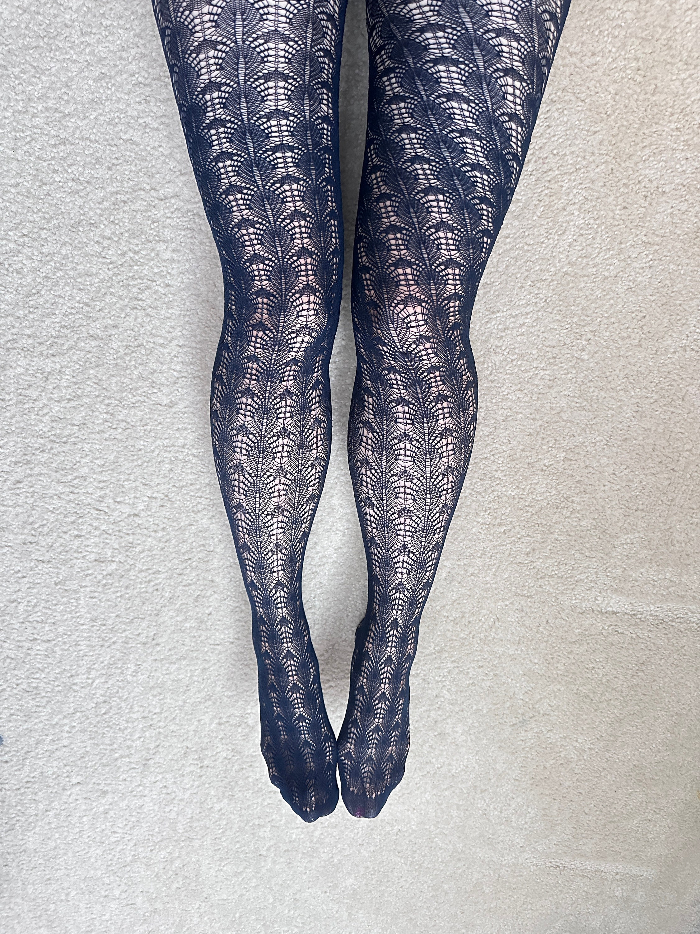 Tights for Women Lines Mesh Sexy Black Tights Peacock Pattern, Tights ...