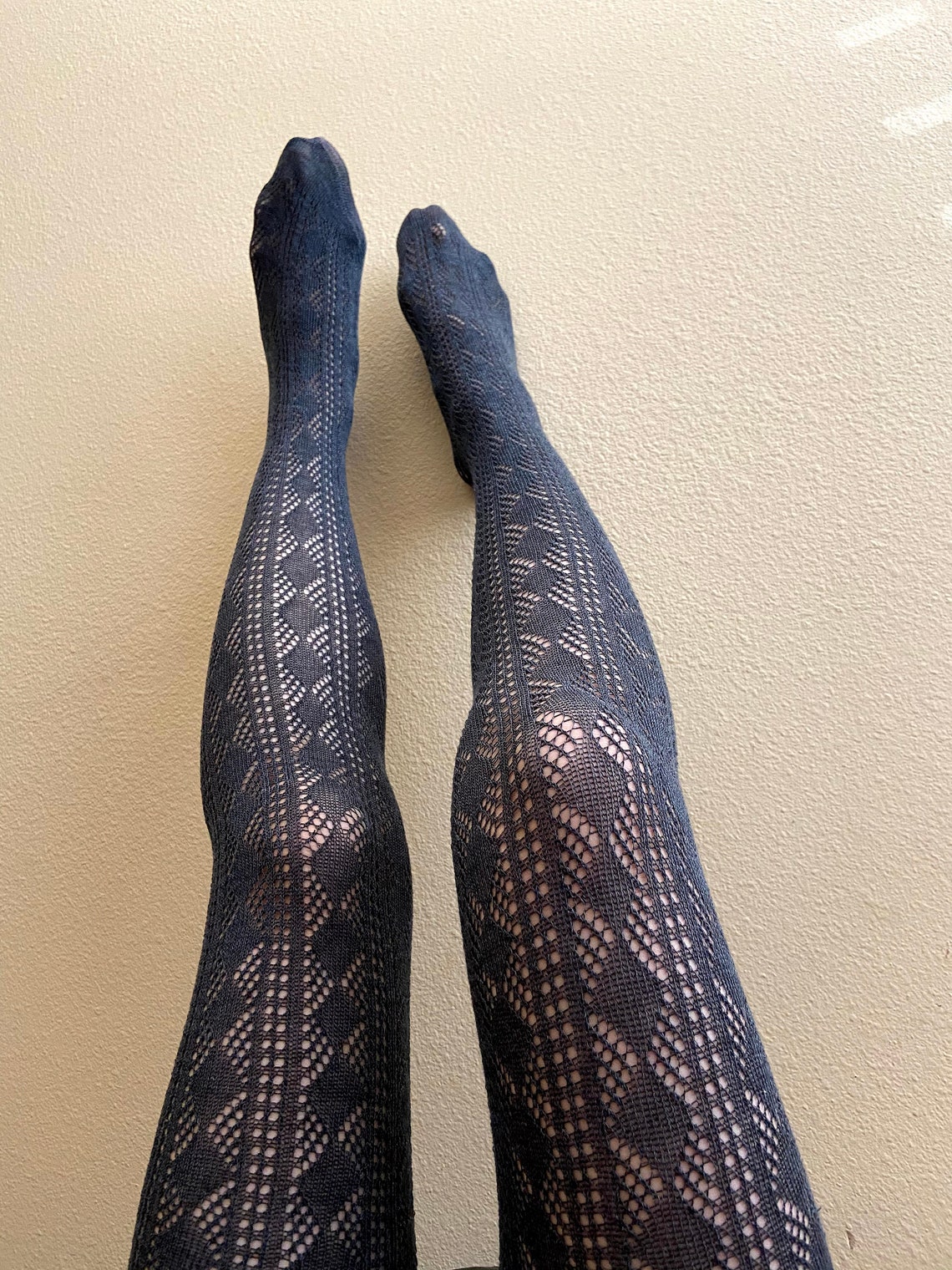 Soft Cotton Feel Diamond Check Stripe Pointelle Tights Knitted, Boot ...