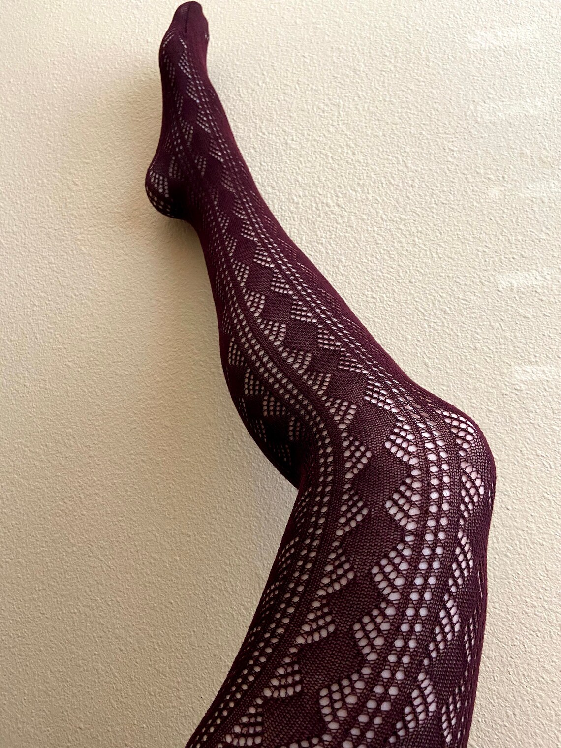 Soft Cotton Feel Diamond Check Stripe Pointelle Tights | Etsy