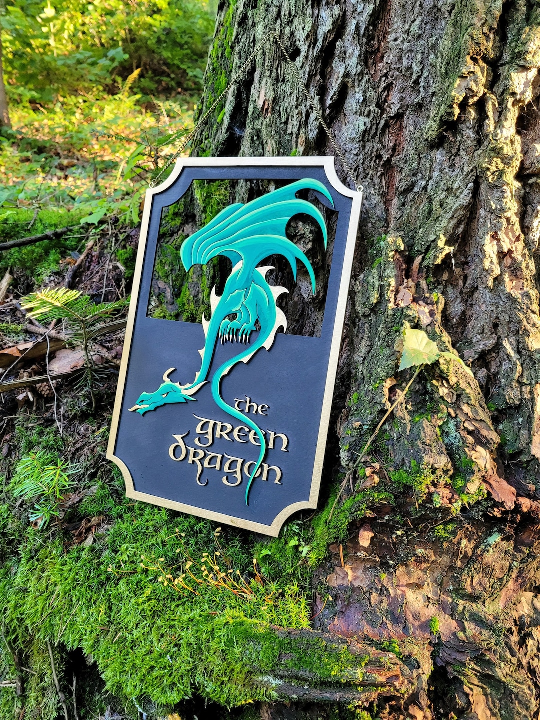 The Green Dragon Signboard - Hobbit Pub Inspired Wall Decor - Hand ...