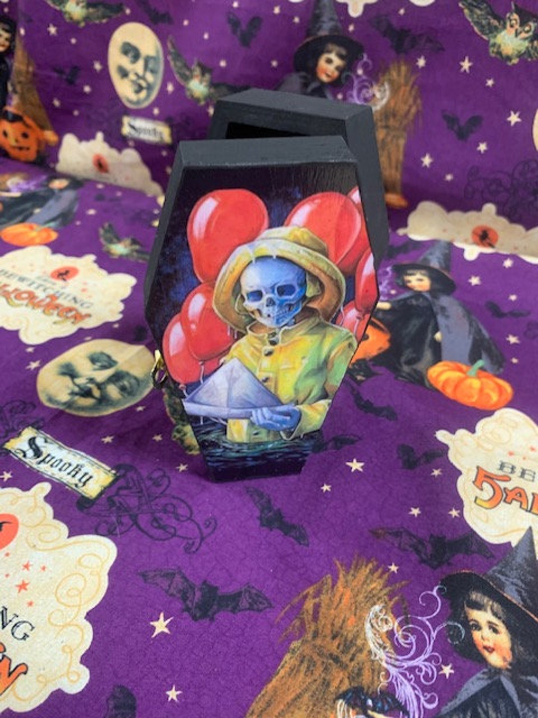 Pennywise Wooden Coffin Shaped Box, Horror, Halloween Decor, 6 Inches ...