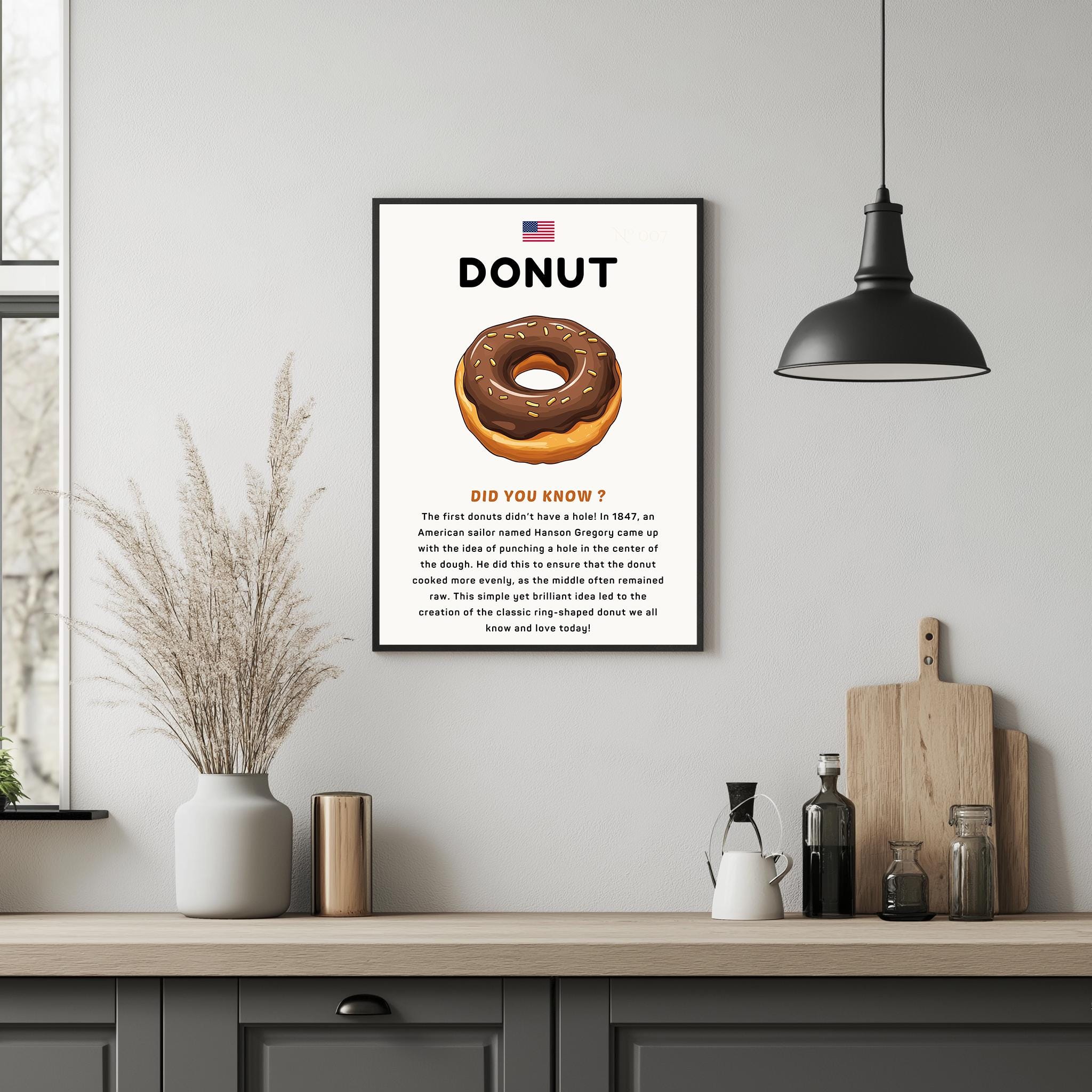 Chocolate Donut Wall Art, Bakery Poster, Sweet Dessert Print, Kitchen ...