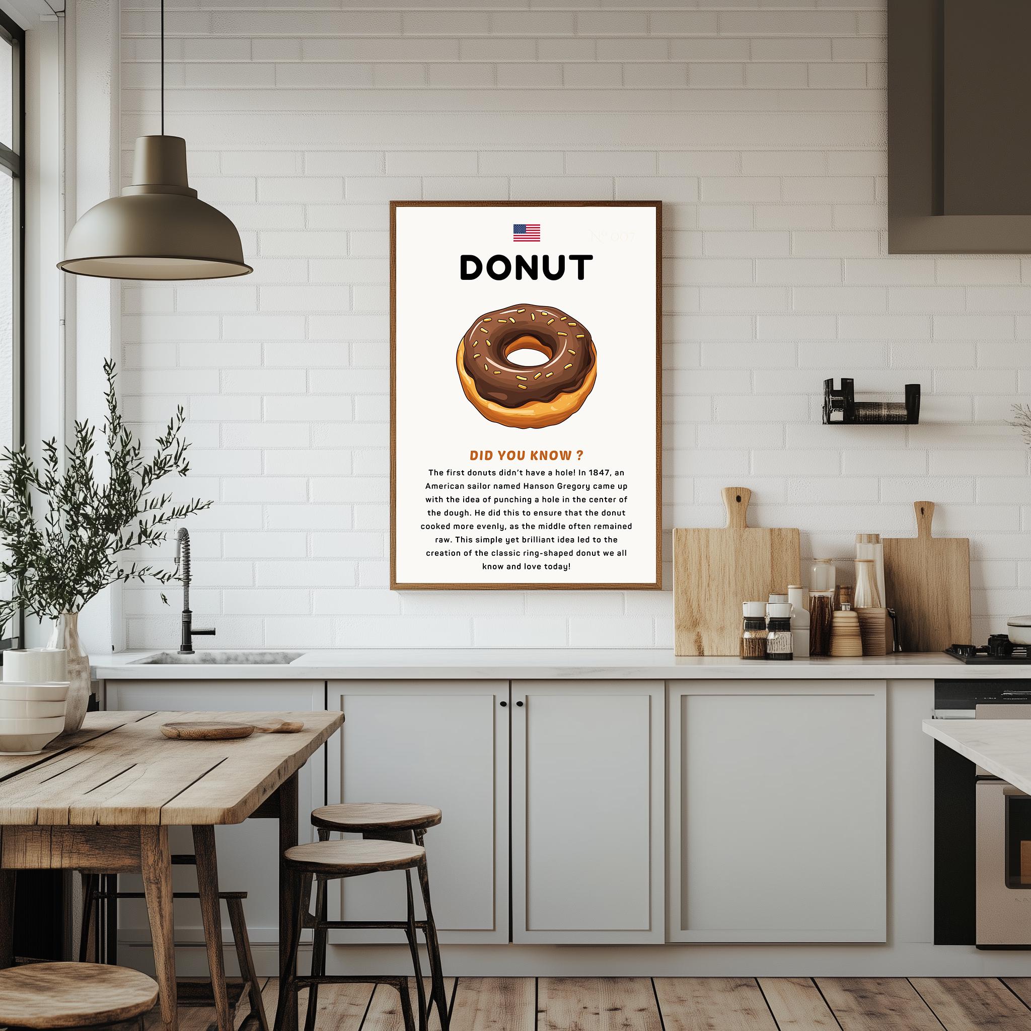 Chocolate Donut Wall Art, Bakery Poster, Sweet Dessert Print, Kitchen ...