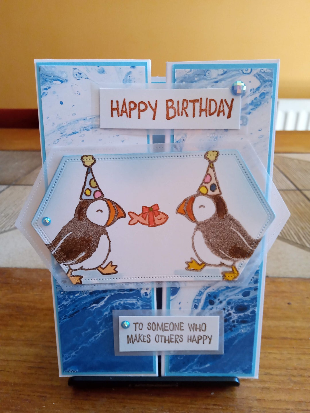 Happy Birthday Card Puffins - Etsy
