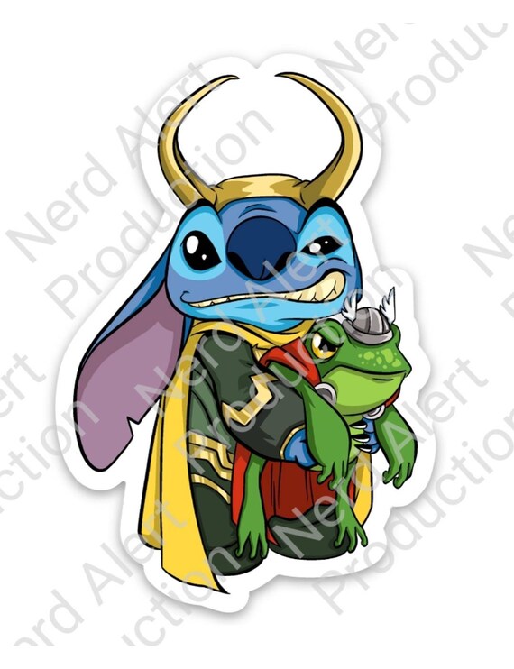 Paper Stitch as Loki & Thor Frog Vinyl Sticker 2.04in x 3in Paper ...