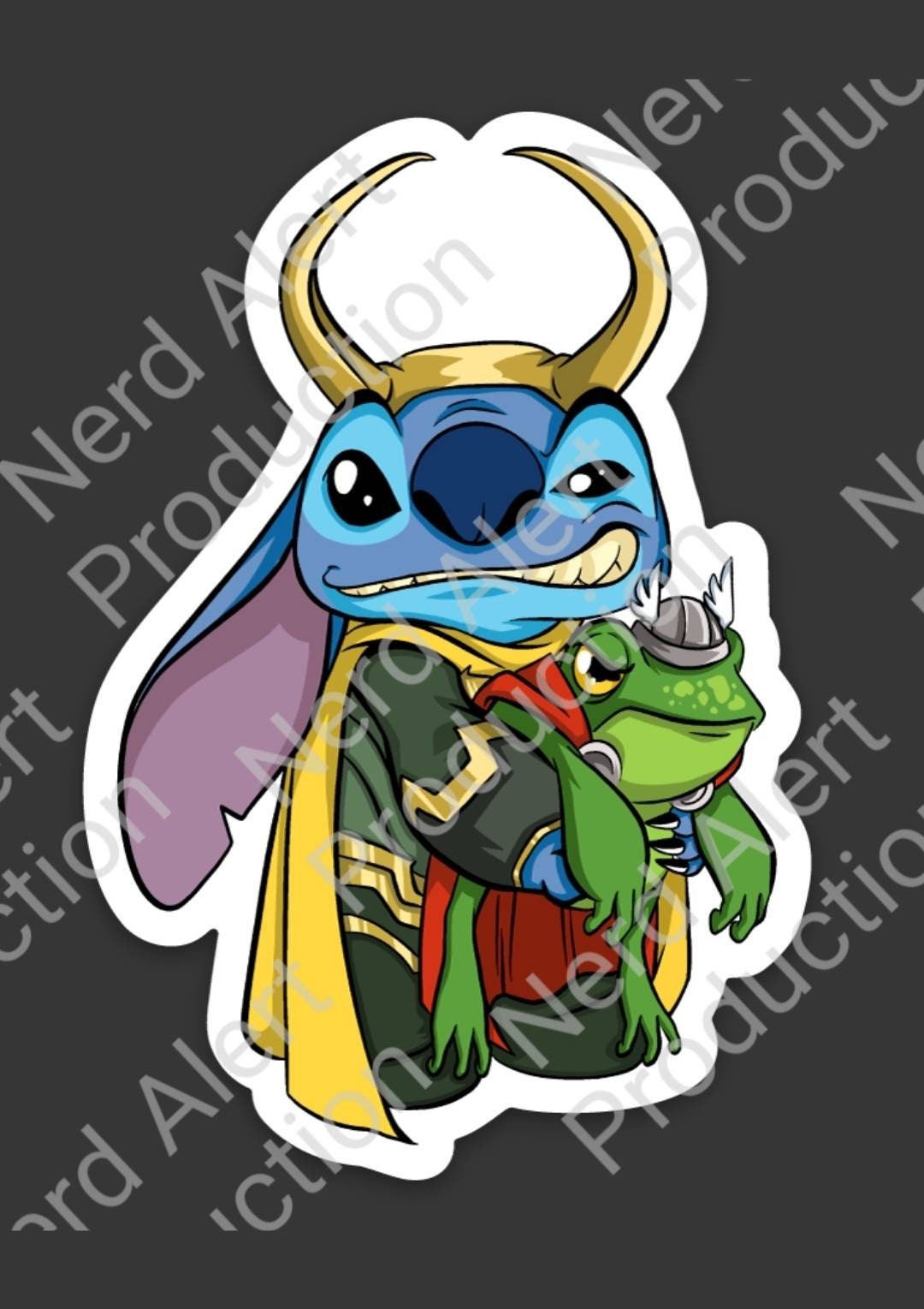 Paper Stitch as Loki & Thor Frog Vinyl Sticker 2.04in x 3in Paper ...