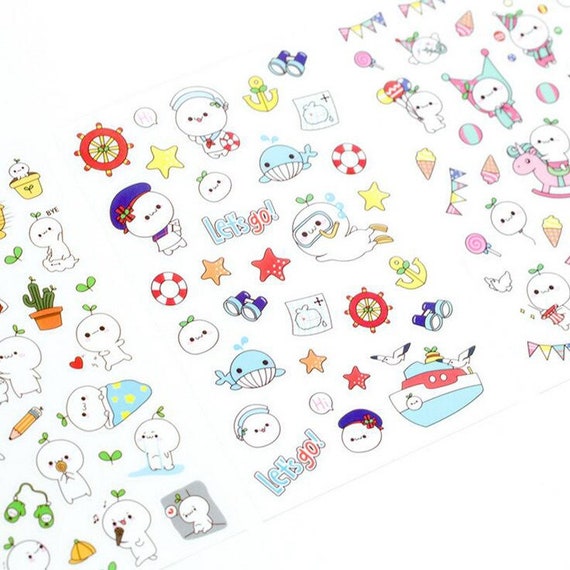 Kawaii Budding Pop Sticker Sheet Pack of 6 | Etsy