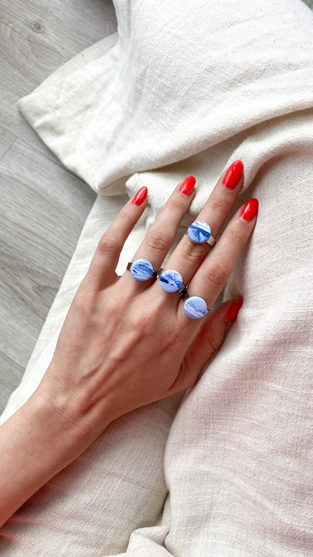 Thalassa Rings, Summer Rings, Polymer Clay Rings, Sea Rings, Clay Rings, Adjustable Rings ...