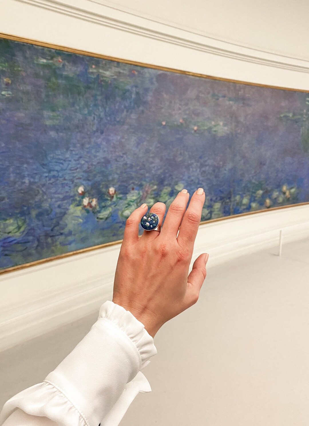 Claude Monet Water Lilies Ring, Handsculpted Clay Art, Adjustable ...