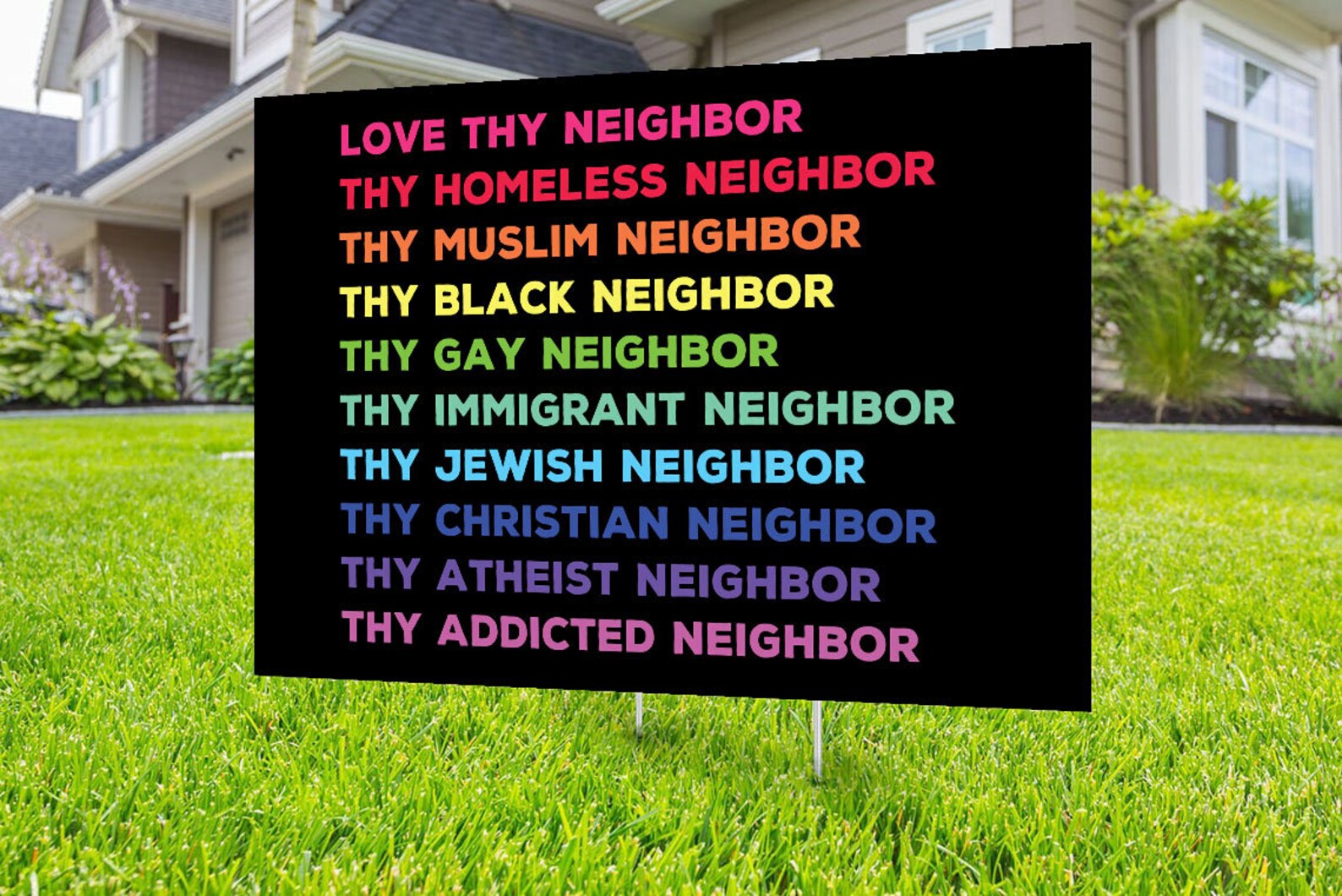 Love Thy Neighbor Double Sided Yard Sign with Stake Kindness | Etsy