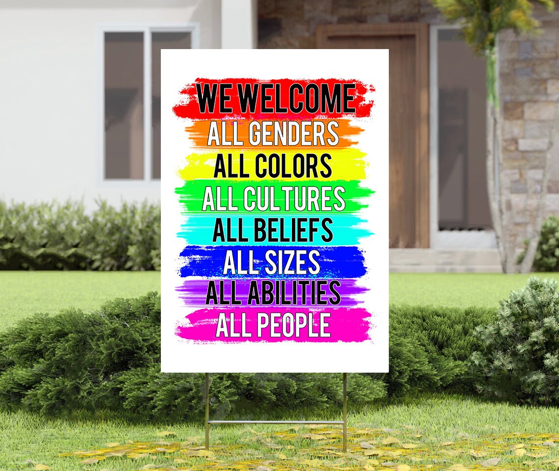 We Welcome All People Double Sided Double Sided Yard Sign with | Etsy