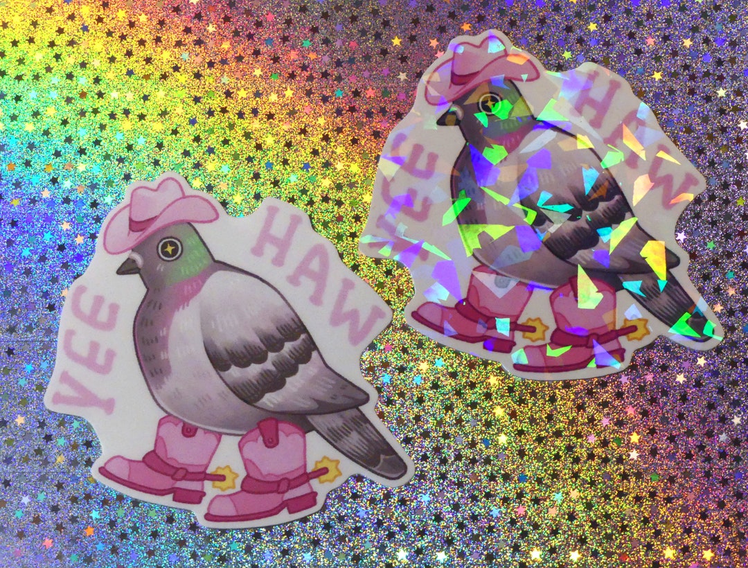 Yeehaw Matte Vinyl Stickers: Cowboy Pigeon Waterproof - Etsy