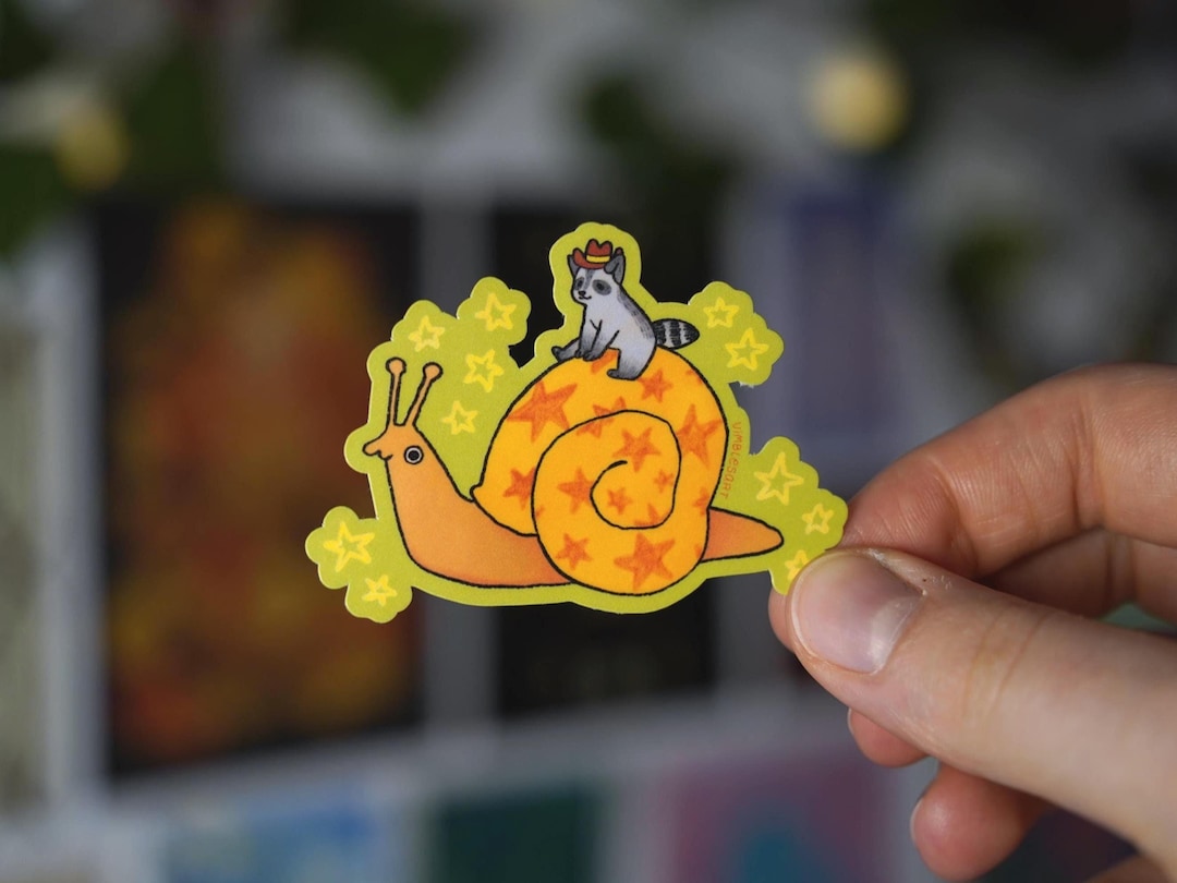 Snail Cowboy Raccoon - Matte Vinyl Sticker | Waterproof Laptop ...