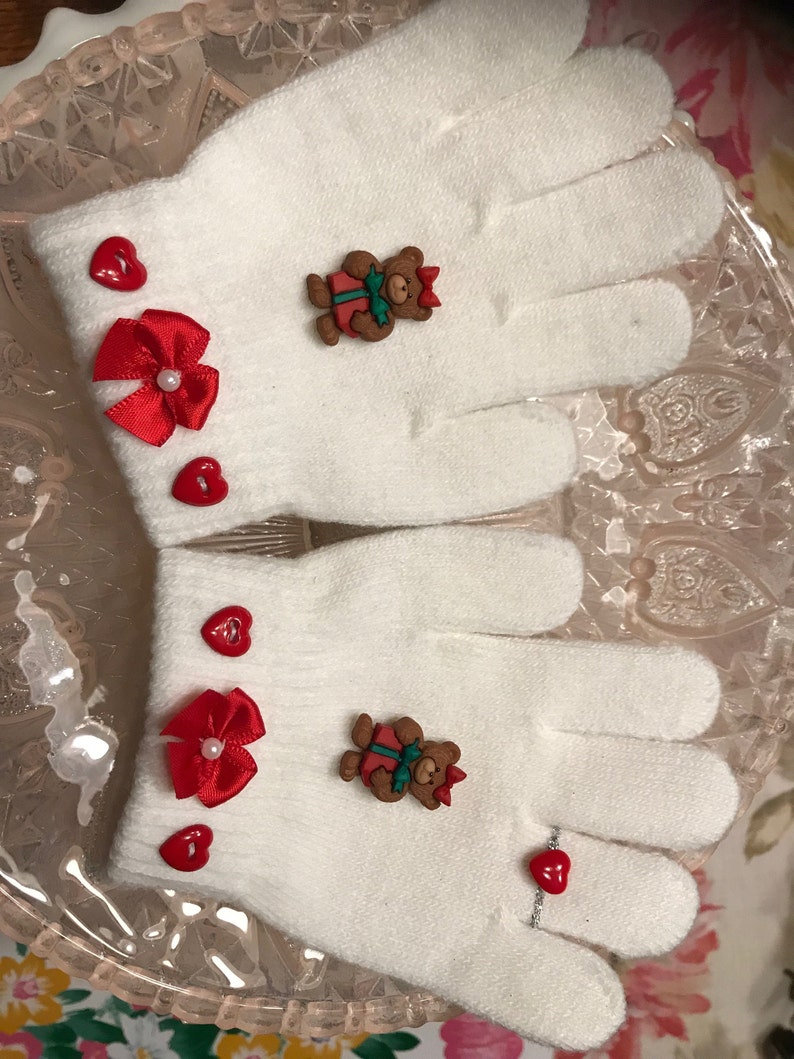 Little Girl Hand Decorated Gloves | Etsy
