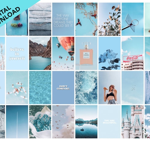 Pastel Blue VSCO Wall Collage Kit Photo Wall Aesthetic Prints - Etsy