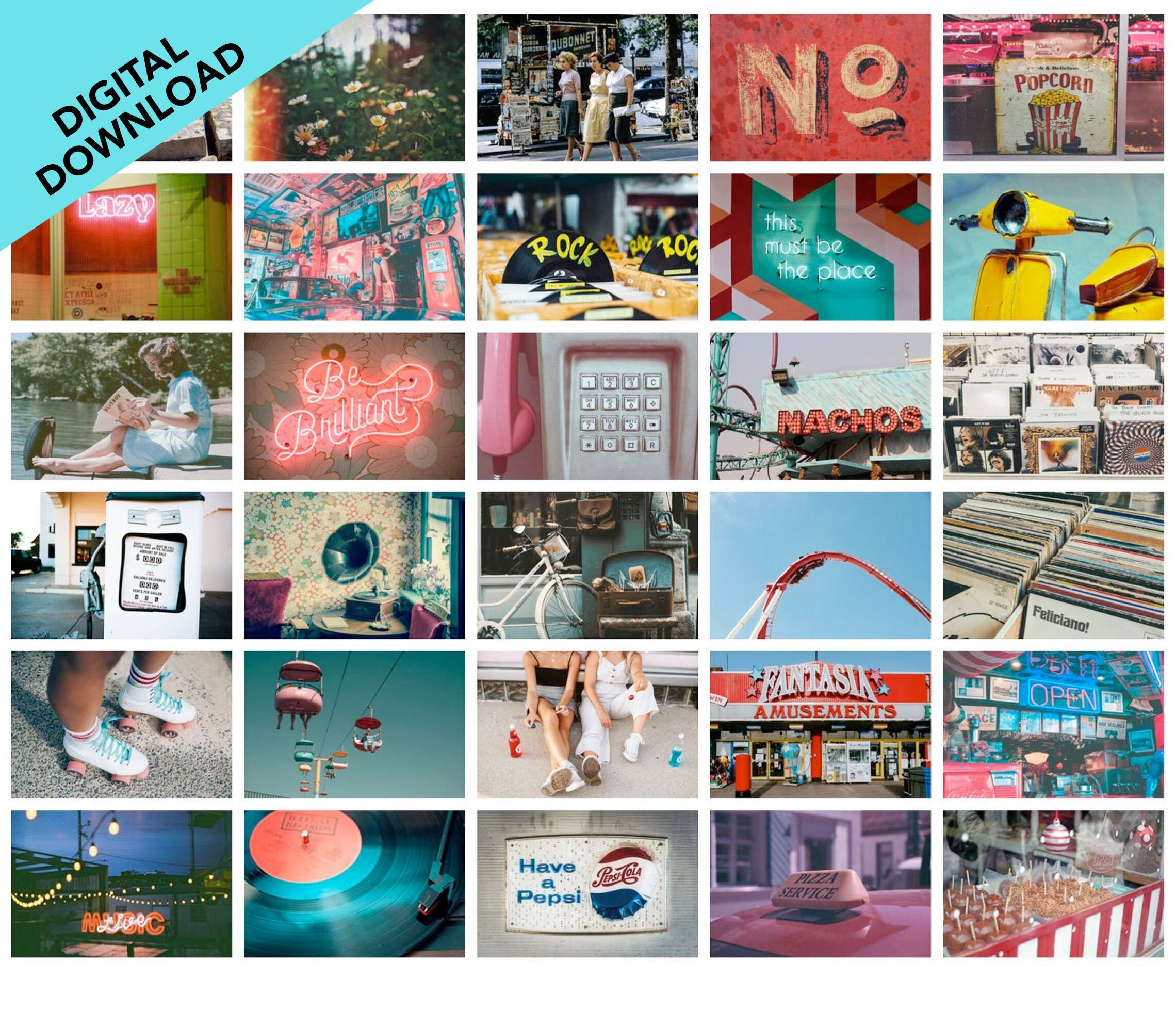 Retro VSCO Wall Collage Kit Vintage Photo Wall Aesthetic | Etsy