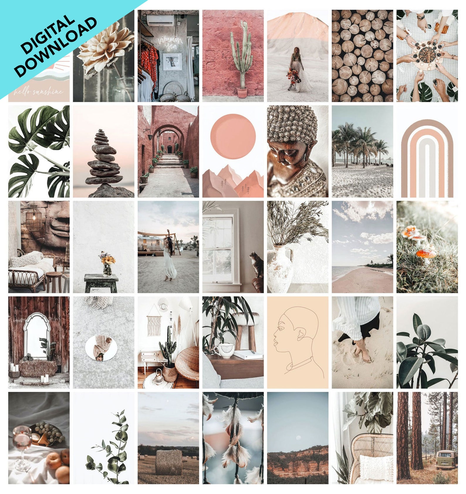 Boho VSCO Wall Collage Kit Photo Wall Aesthetic Prints - Earthy ...