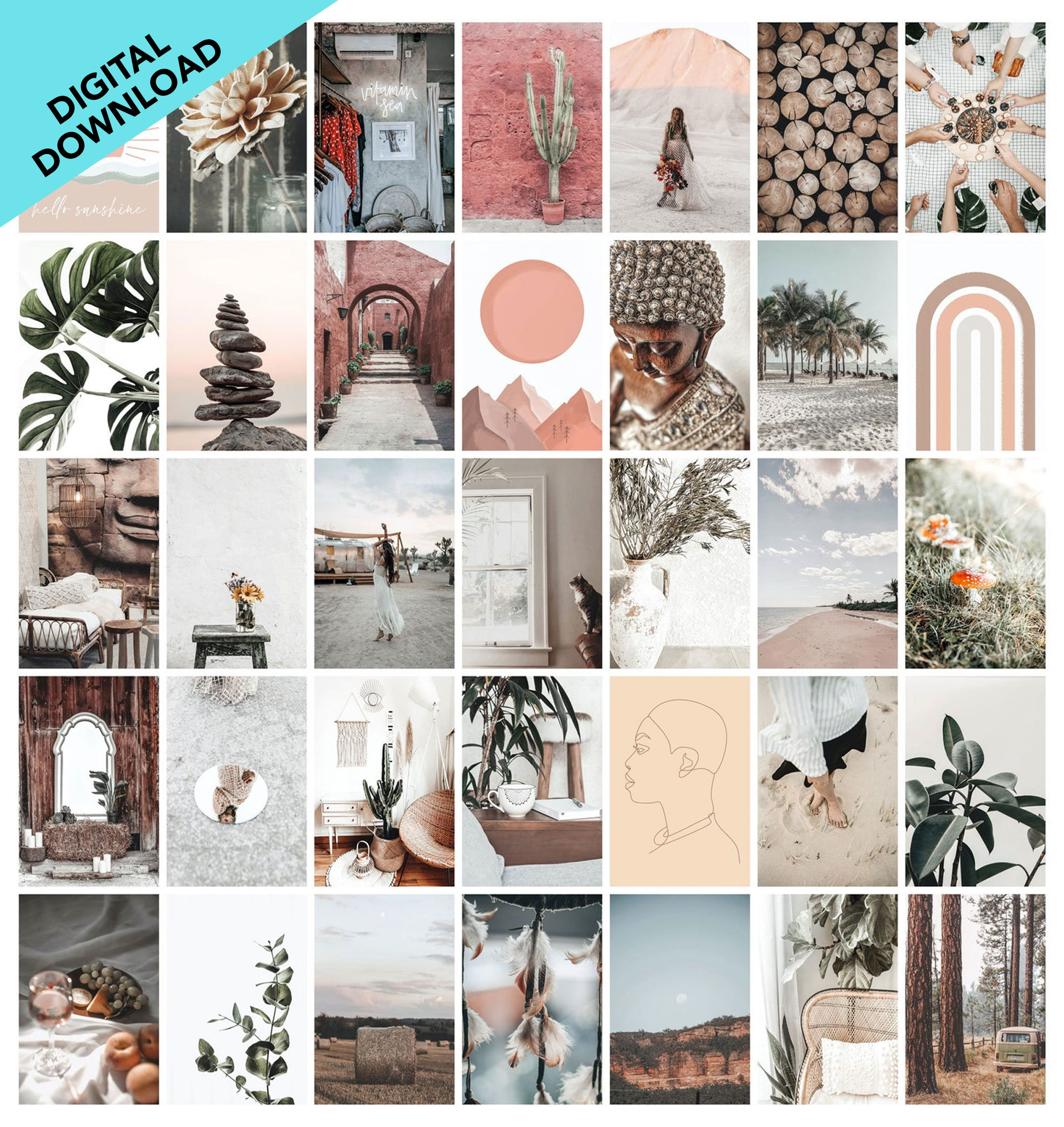 Boho VSCO Wall Collage Kit Photo Wall Aesthetic Prints - Earthy ...