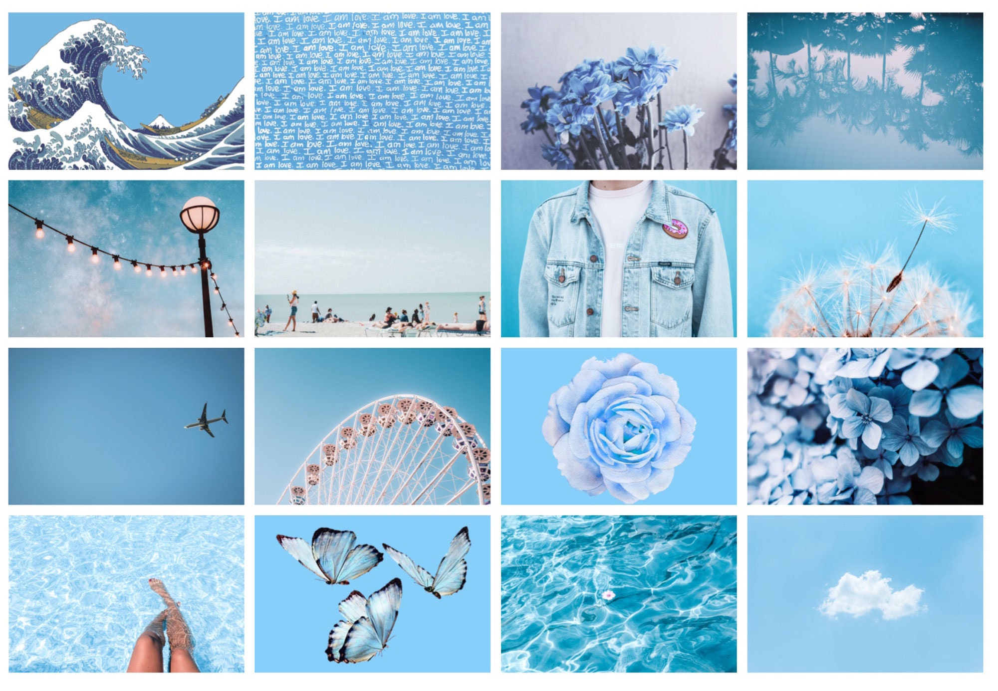 Pastel Blue VSCO Wall Collage Kit Photo Wall Aesthetic Prints | Etsy